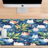 Blue Floral Desk Mat, Cute Desk Mat, Gaming Mouse Pad, Large Mousepad ...