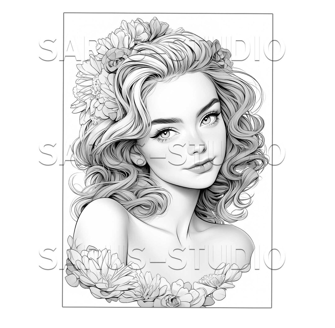Premium Coloring Page Grayscale Coloring Page Printable - Etsy