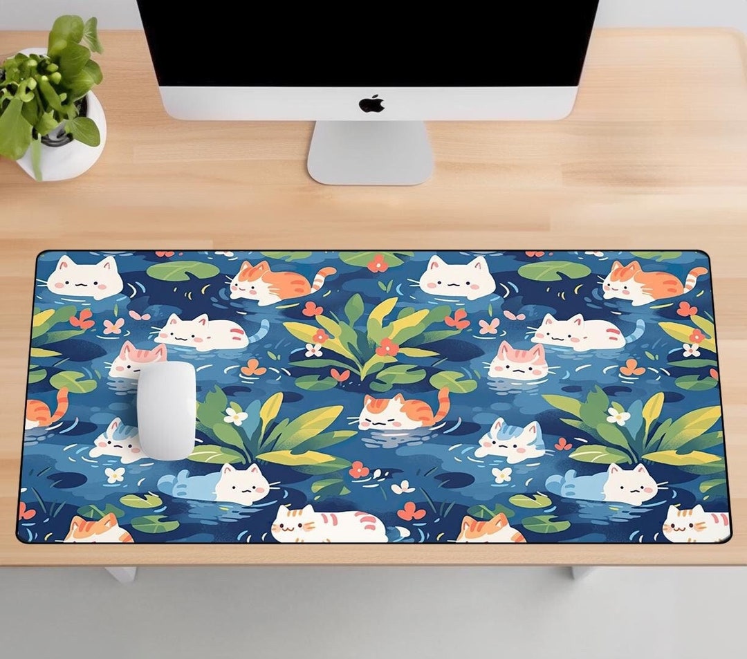 Cute Cat Desk Mat, Animal Desk Mat, Gaming Mouse Pad, Large Mousepad ...