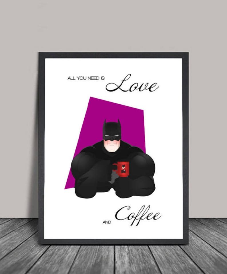 Batman Coffee Poster.Batman Drink Coffee.Coffee Lover | Etsy