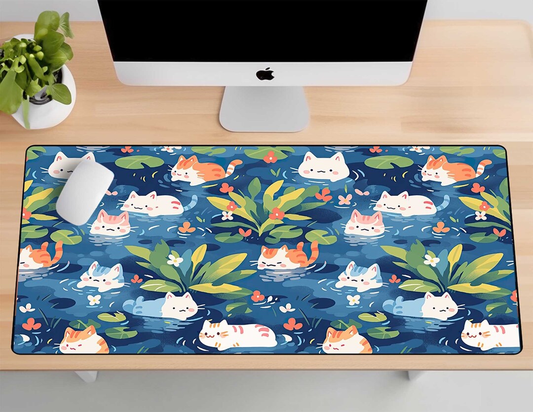 Cute Cat Desk Mat, Animal Desk Mat, Gaming Mouse Pad, Large Mousepad ...