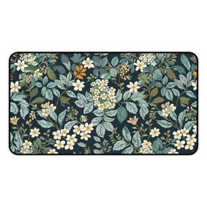 Blue Floral Desk Mat, Cute Desk Mat, Gaming Mouse Pad, Large Mousepad ...