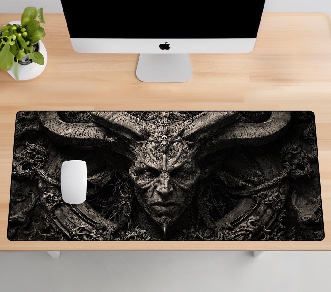 Monarch of Beasts Desk Mat, Mythical Beast Desk Mat, Intricate Demon ...