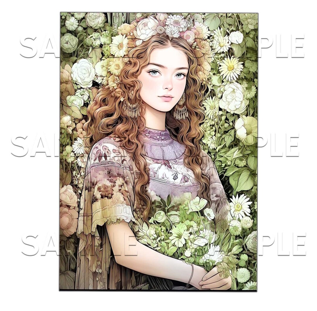 Premium Coloring Page, Grayscale Coloring Page, Printable Adult Women ...