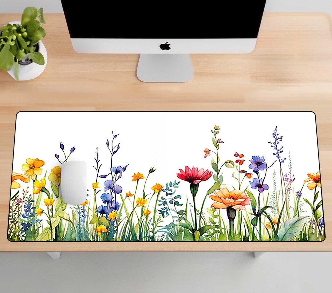 Cottagecore Desk Mat: Wildflower Botanical Desk Pad, Large and Extended ...