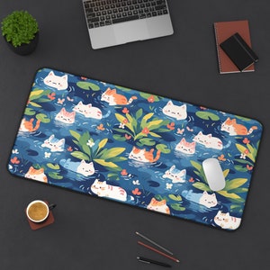 Cute Cat Desk Mat, Animal Desk Mat, Gaming Mouse Pad, Large Mousepad ...