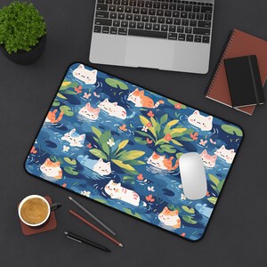 Cute Cat Desk Mat, Animal Desk Mat, Gaming Mouse Pad, Large Mousepad ...