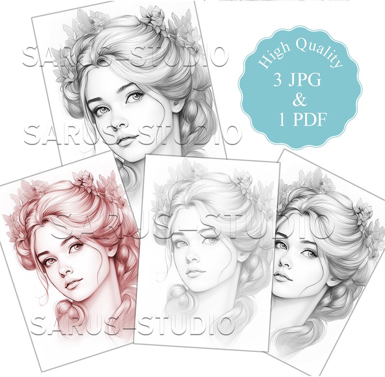 Premium Coloring Page Grayscale Coloring Page Printable - Etsy