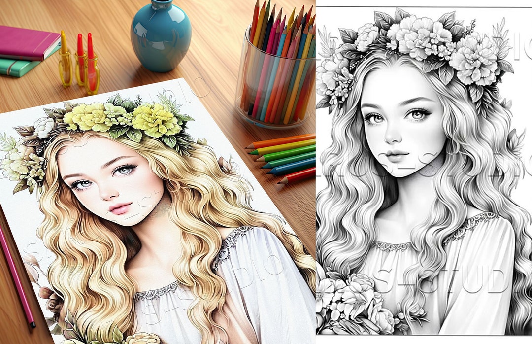 Premium Coloring Page Grayscale Coloring Page Printable - Etsy