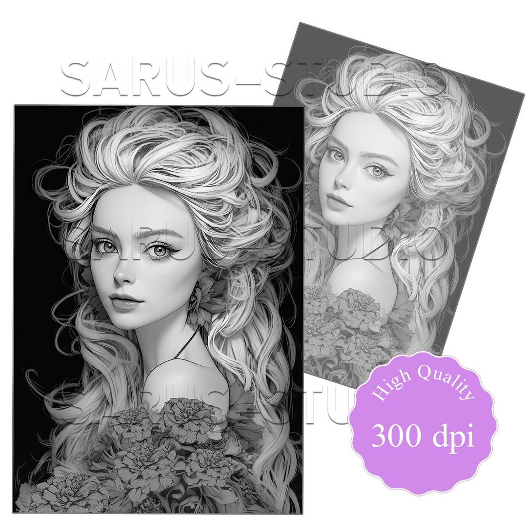 Premium Coloring Page Grayscale Coloring Page Printable - Etsy