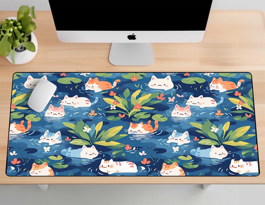 Cute Cat Desk Mat, Animal Desk Mat, Gaming Mouse Pad, Large Mousepad ...