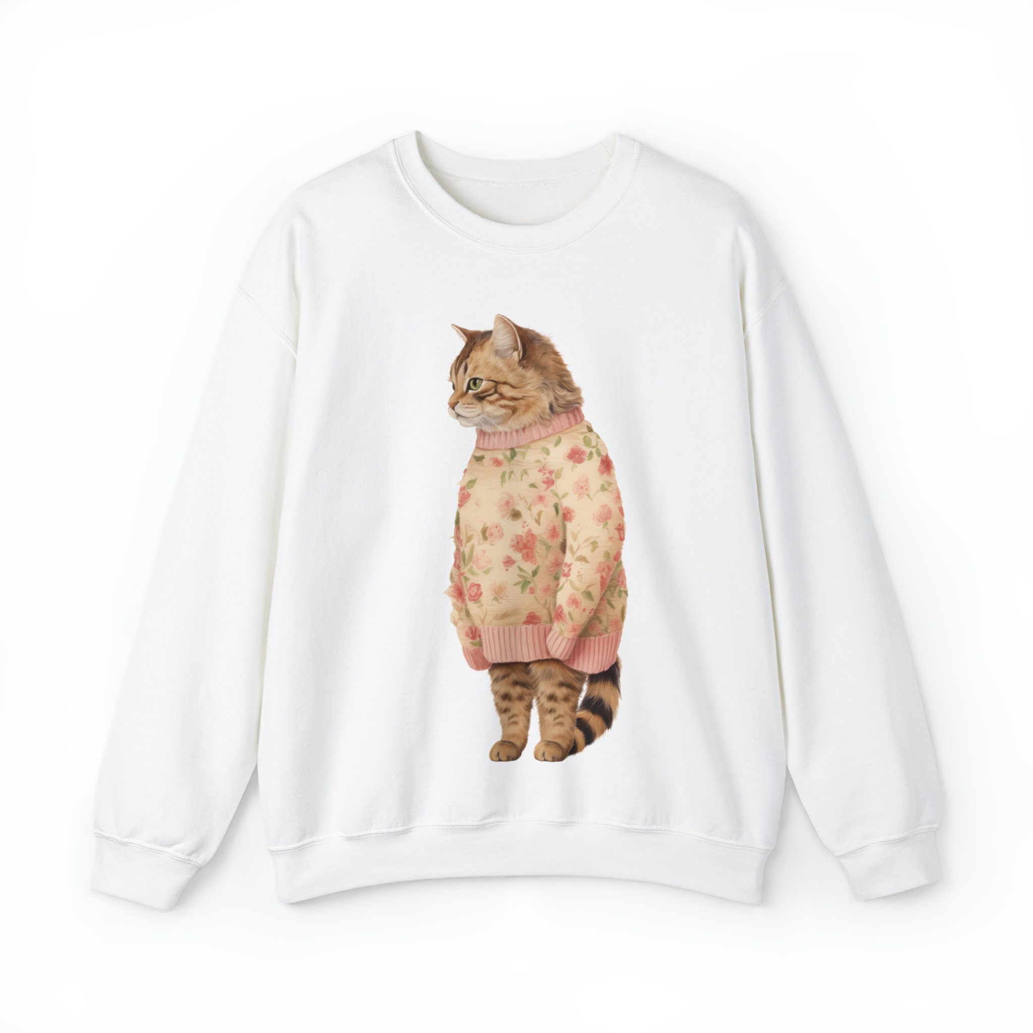 Fat Cat in Sweater, Winter Cat Sweatshirt, Cat Sweatshirt, Cat Lover ...