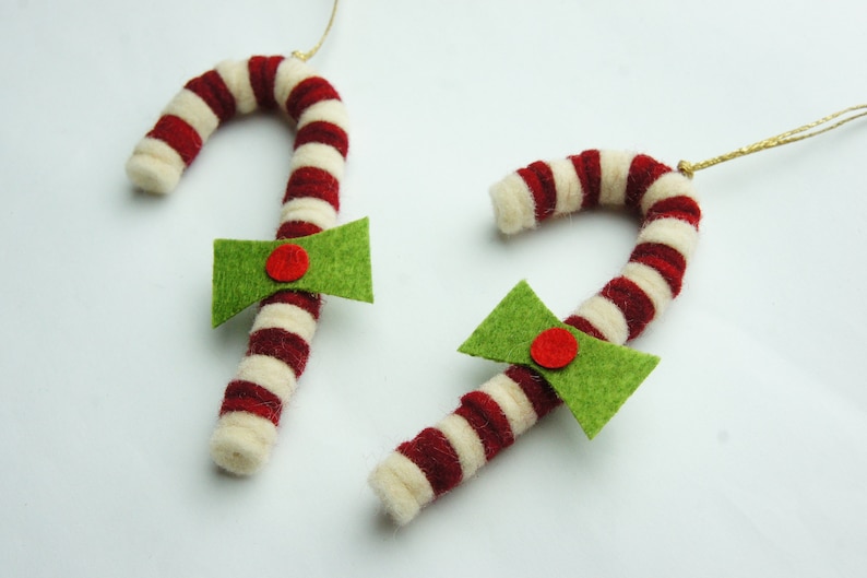 Felt Candy Cane Set 2 Felt Christmas Ornament Candy Holiday | Etsy