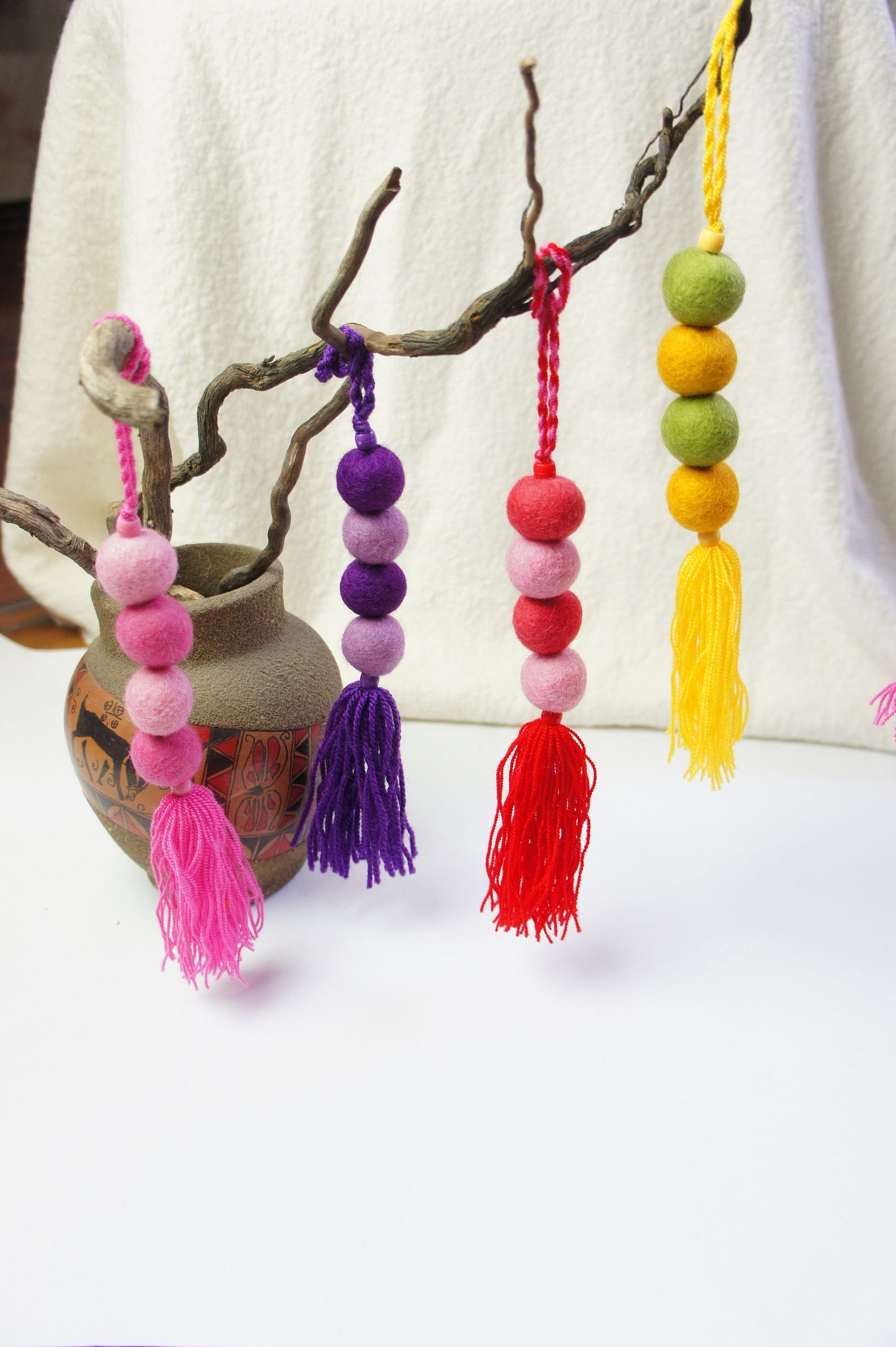 Pom Pom Bag Charm Pom Pom Keychain Tassel Bag Charm Beach - Etsy