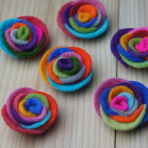Wool Rose 5 Cm, Felt Flower 6 Pcs, Wool Flower, Felt Rose, Christmas ...