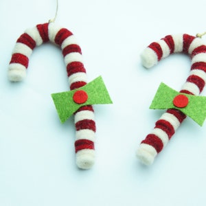Felt Candy Cane, Set 2, Felt Christmas Ornament, Candy Holiday Ornament ...