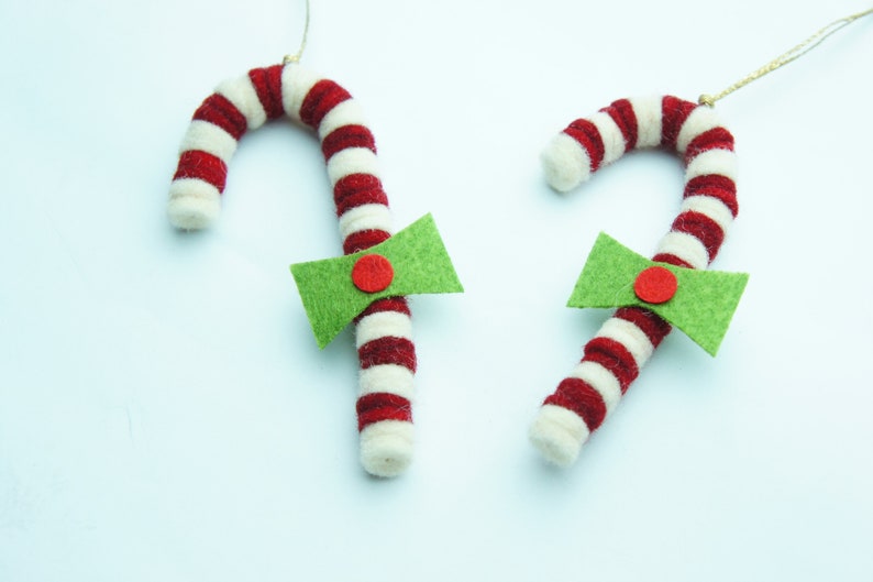 Felt Candy Cane Set 2 Felt Christmas Ornament Candy Holiday | Etsy
