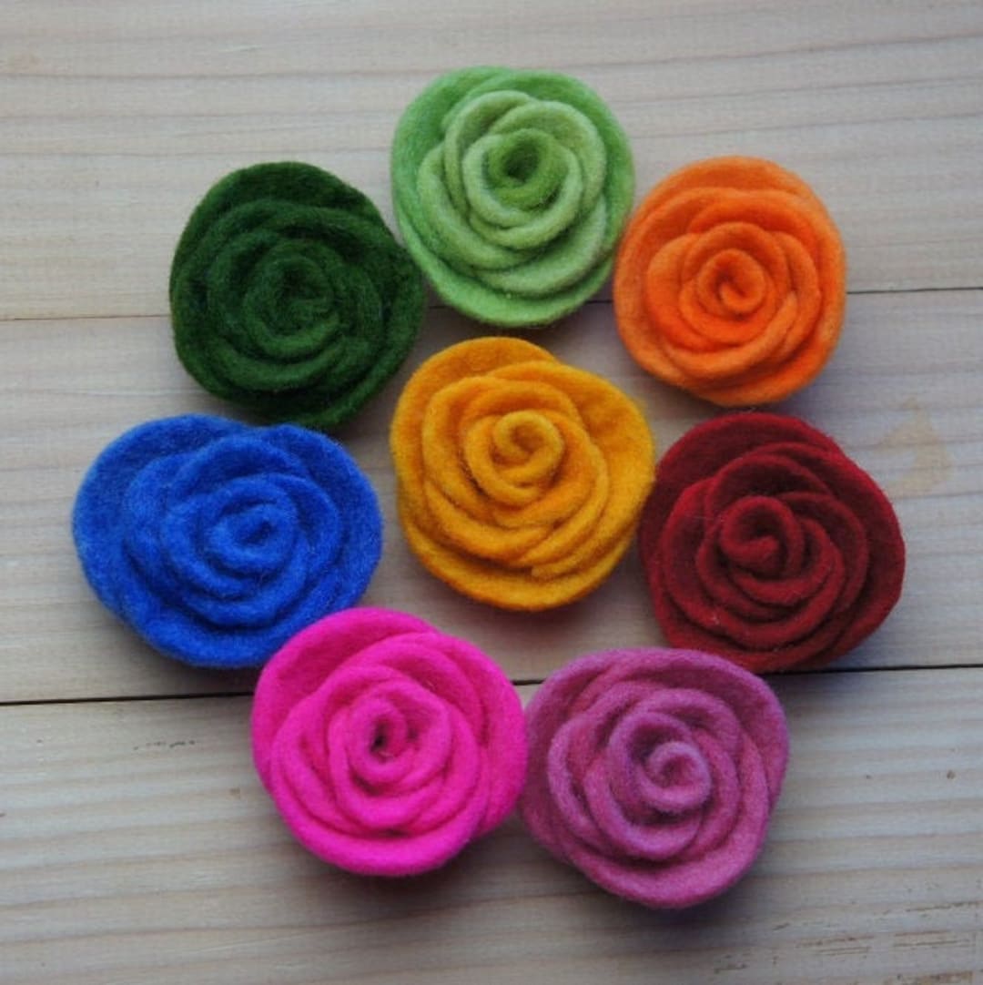 Felt Flower Craft, Wool Rose 8 Pcs, Felt Rose, Floral Arangment, Felt ...