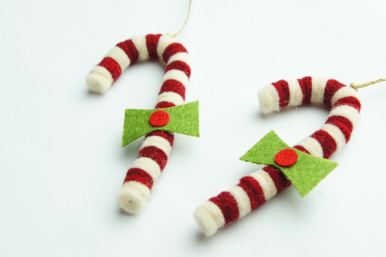 Felt Candy Cane Set 2 Felt Christmas Ornament Candy Holiday | Etsy