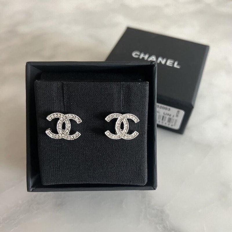 Chanel Logo Stud Earring - Etsy