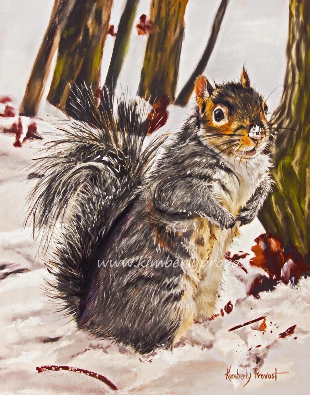 Squirrel Art Print | Squirrel in Nature Print | Grey Squirrel Art ...