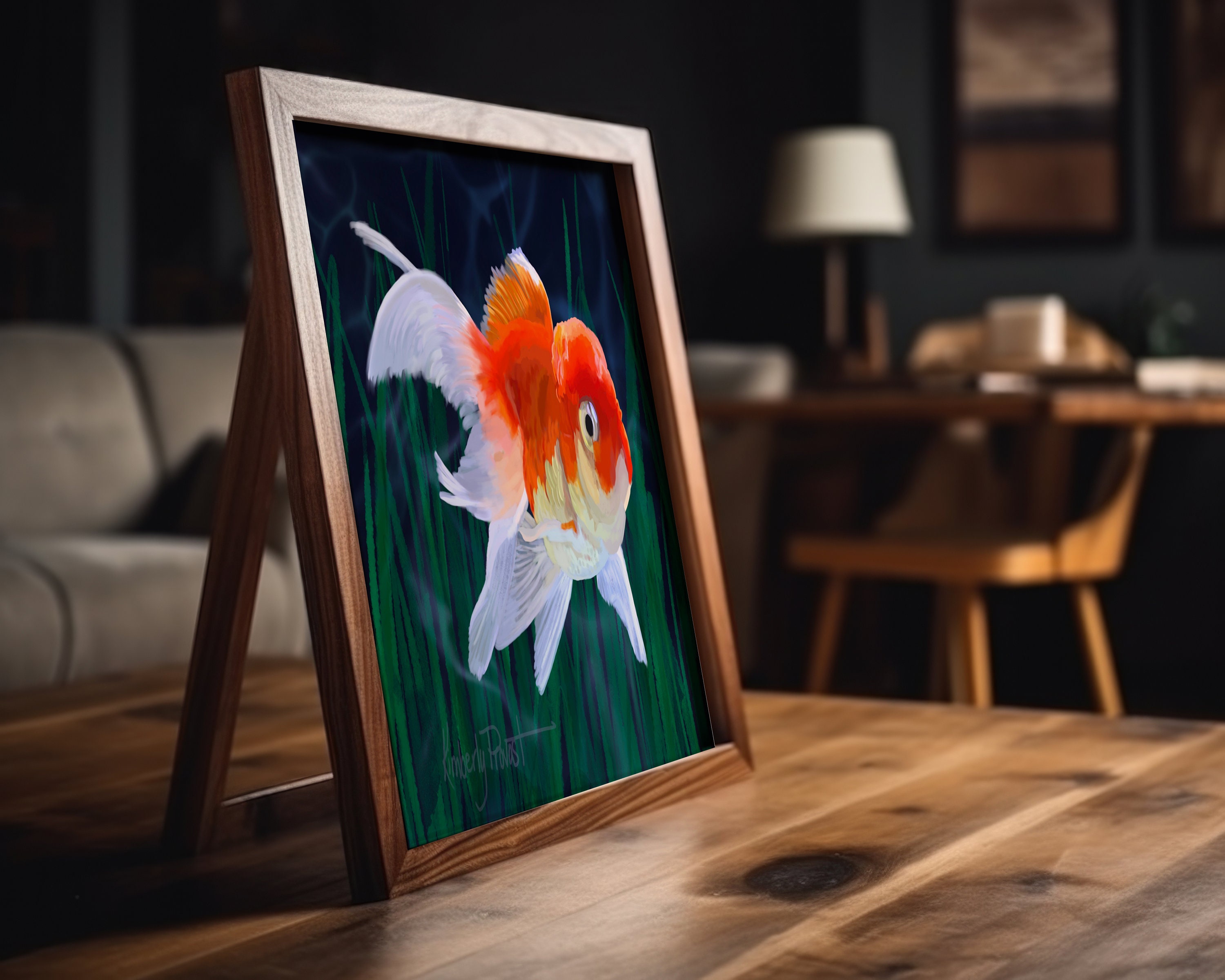 Printable Goldfish Orange Oranda Wall Art Digital Download - Etsy