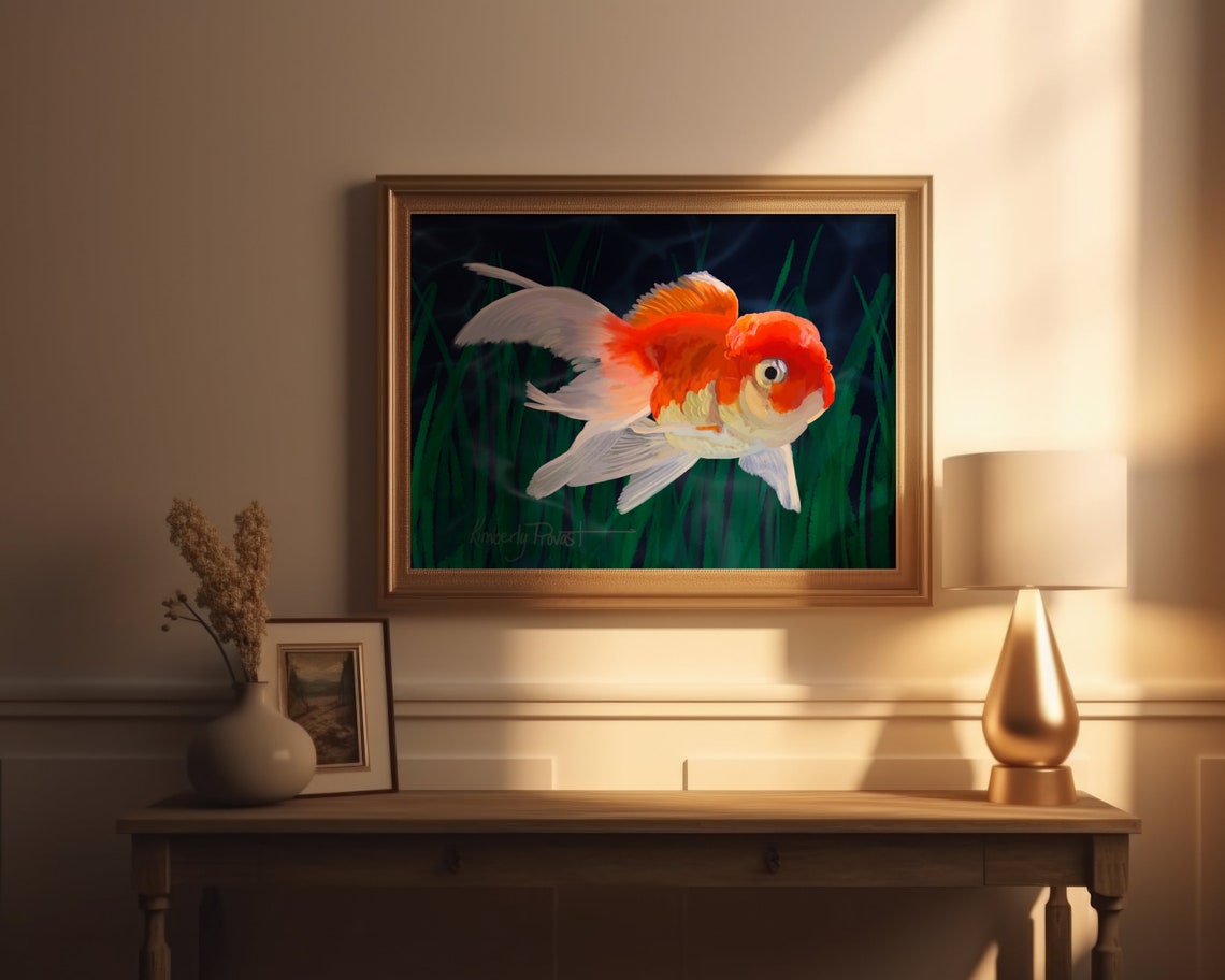 Printable Goldfish Orange Oranda Wall Art Digital Download - Etsy