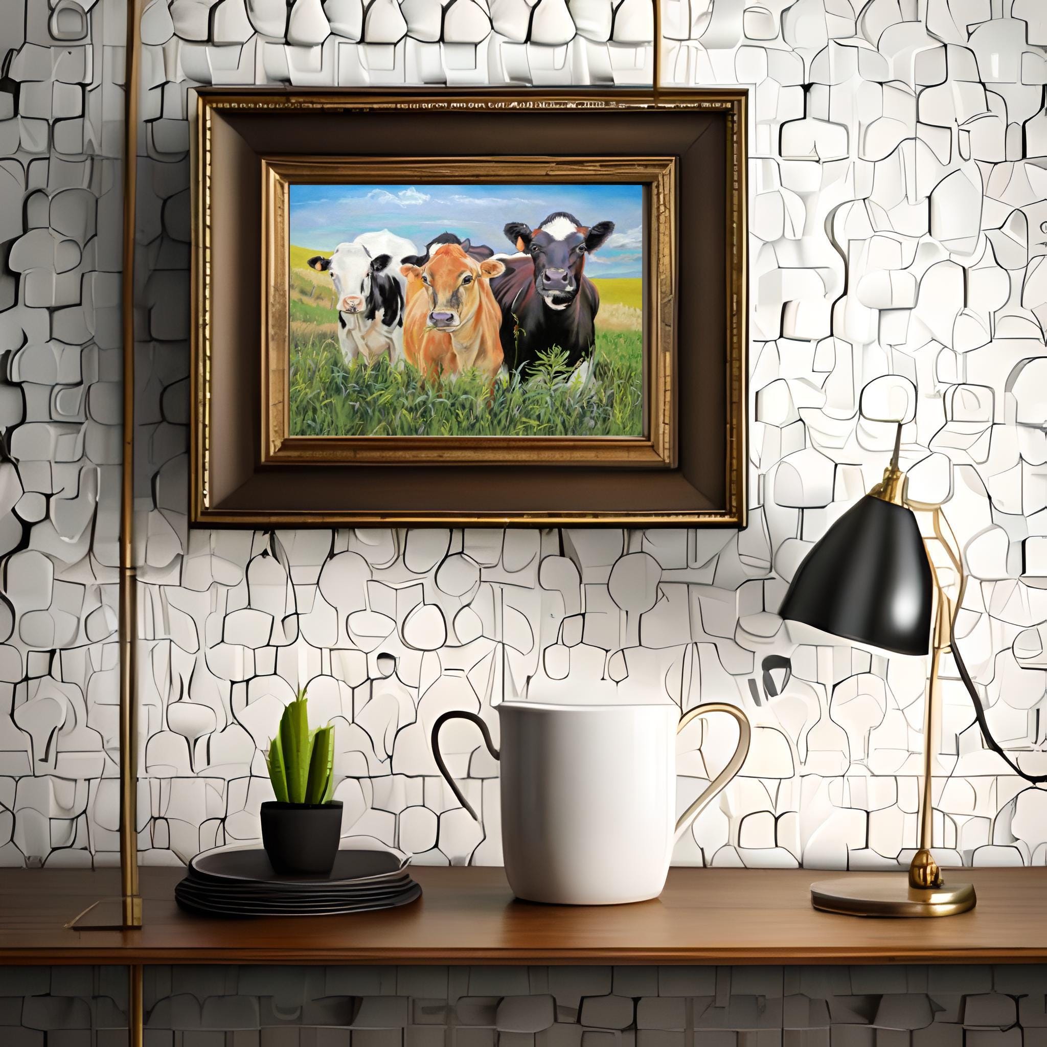 Cow Art Print | Cows in Nature Print | Cow Art | Cow Home Decor | Cow ...