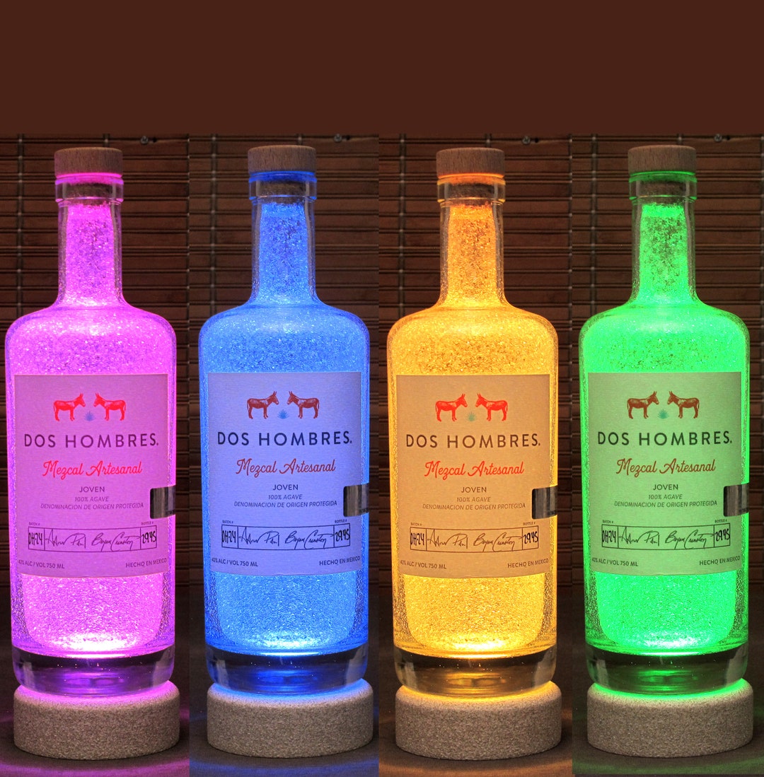 Dos Hombres Mezcal Tequila Color Changing LED Remote Controlled Bottle ...