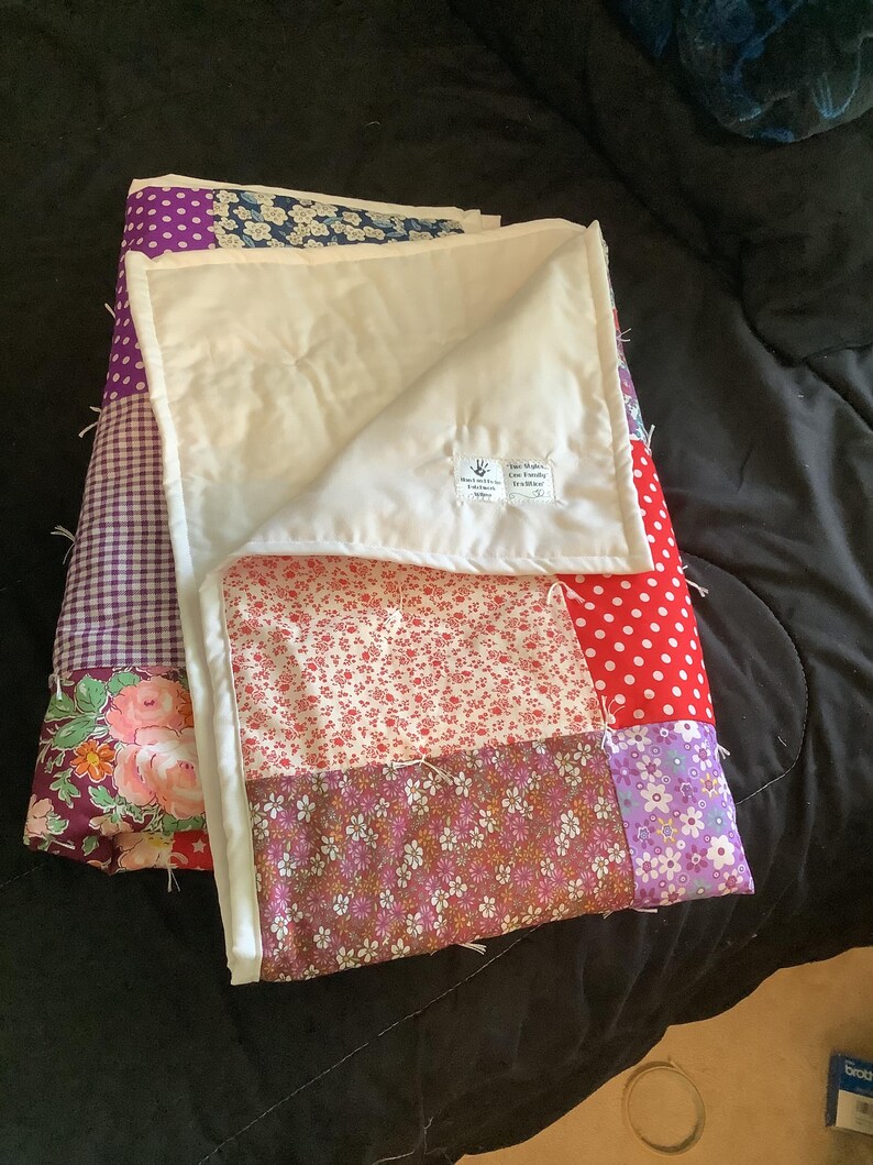 Handmade Patchwork Baby Quilt, Vibrant Red Purple Green Crib Blanket ...