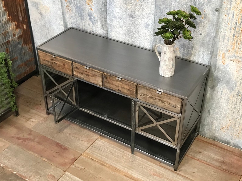 Steel Console the Lowell Custom Made Furniture Industrial - Etsy