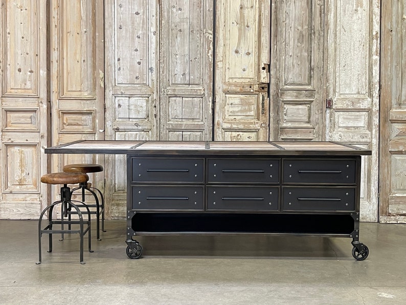 Kitchen Island Made of Steel "the Vail" 6 DRAWER Slides | Locking ...