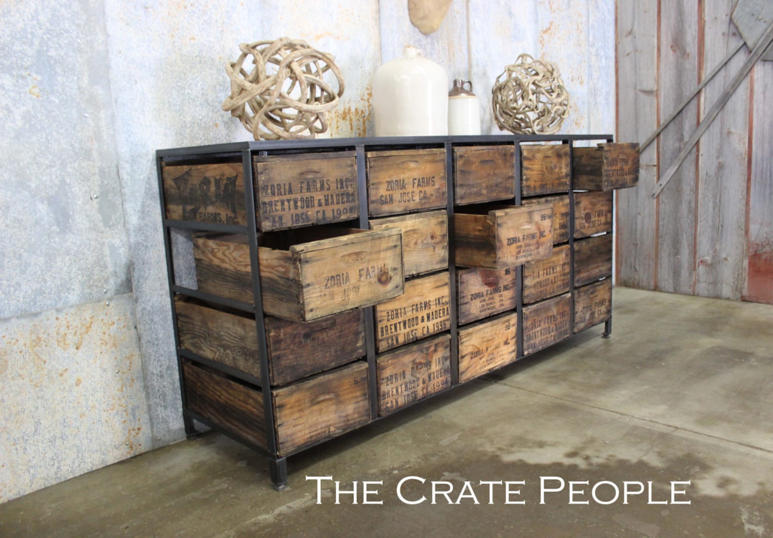 Dresser Console | the Crescendo | Repurposed Vintage Crates as Drawers ...
