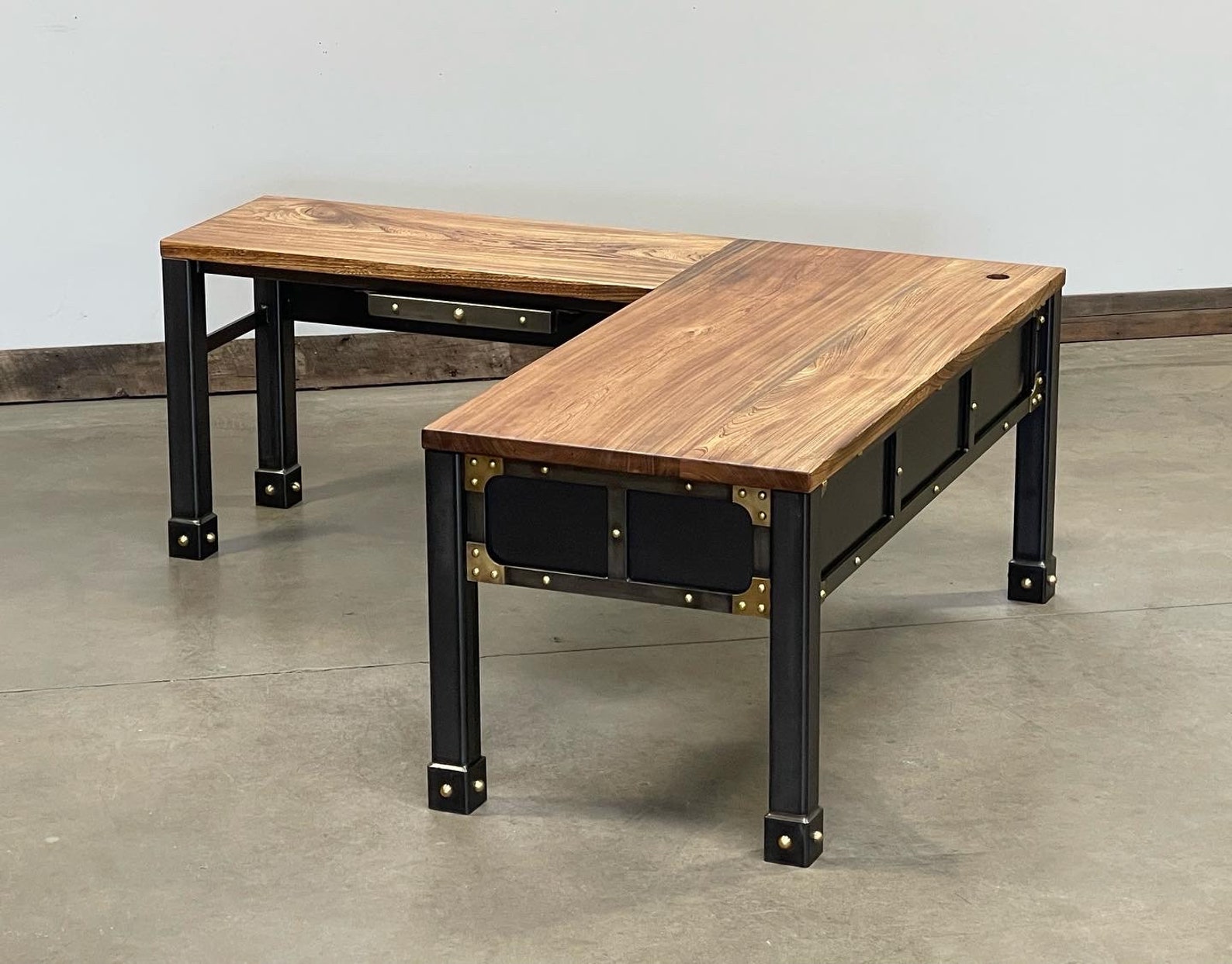 Desk the Regency L Shape Desk With Brass Gussets & Rivets - Etsy