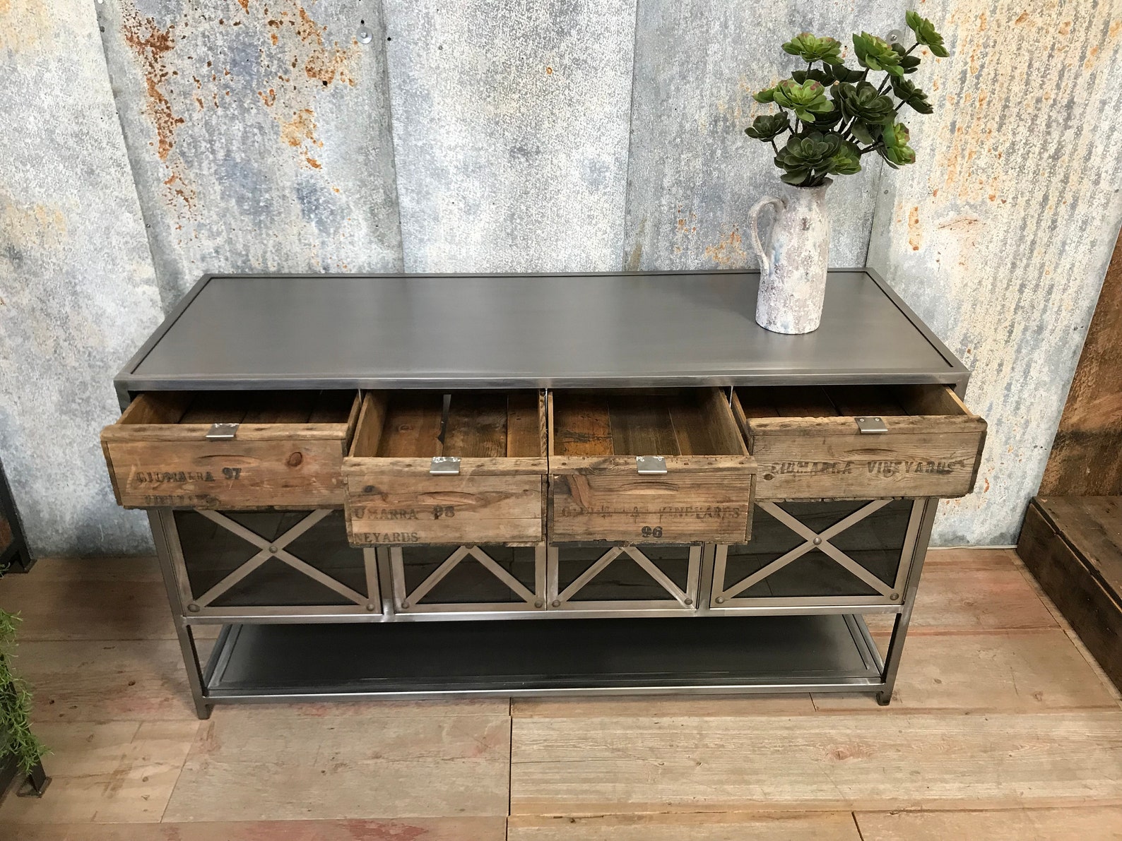 Steel Console the Lowell Custom Made Furniture Industrial - Etsy