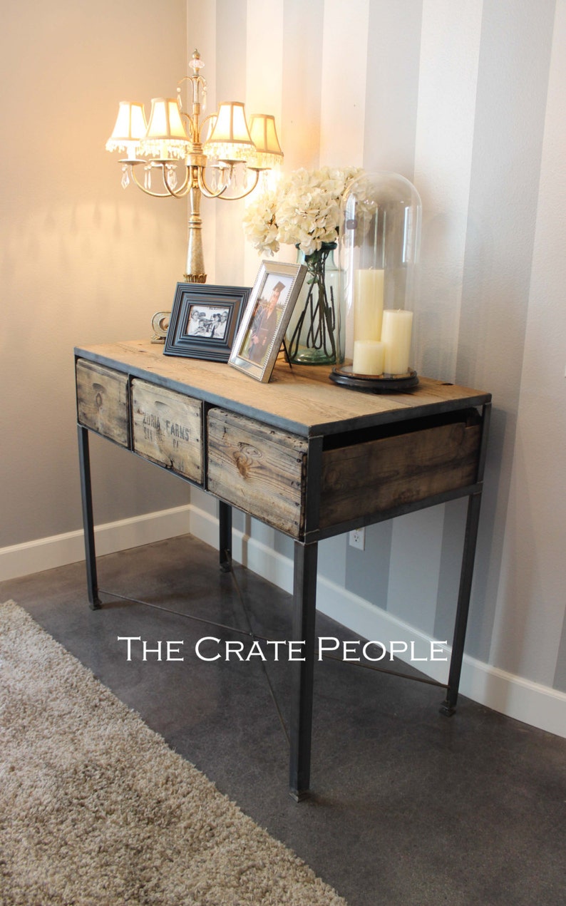 Entry Table Zoria Vintage Crate Console Table Custom Made | Etsy