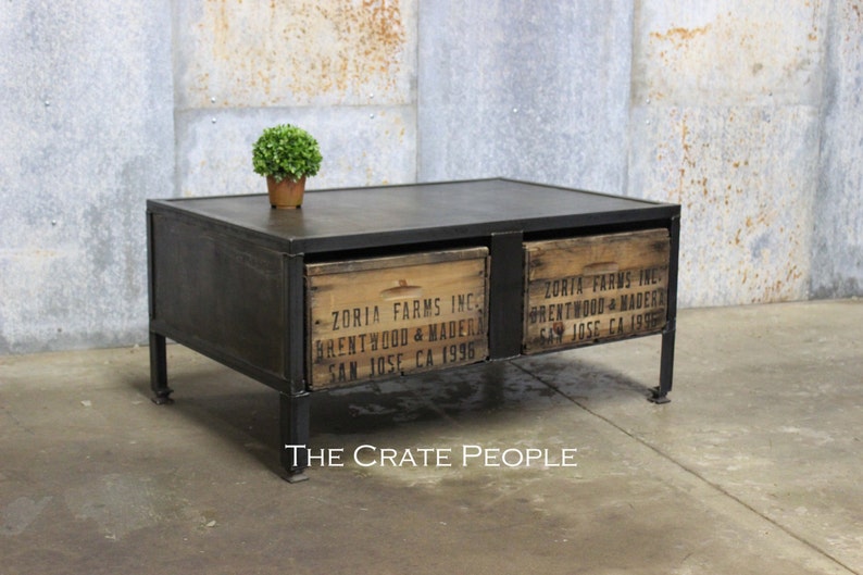 The Parisian Patina Coffee Table All Metal and Vintage Wood | Etsy