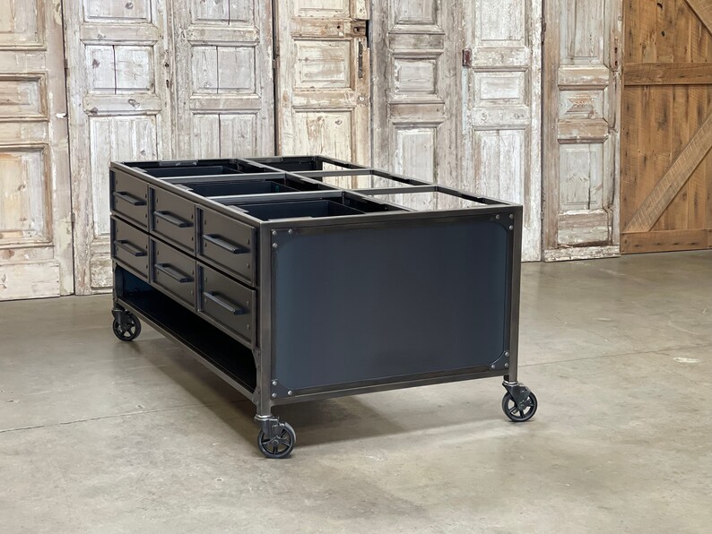 Kitchen Island Made of Steel "the Vail" 6 DRAWER Slides | Locking ...