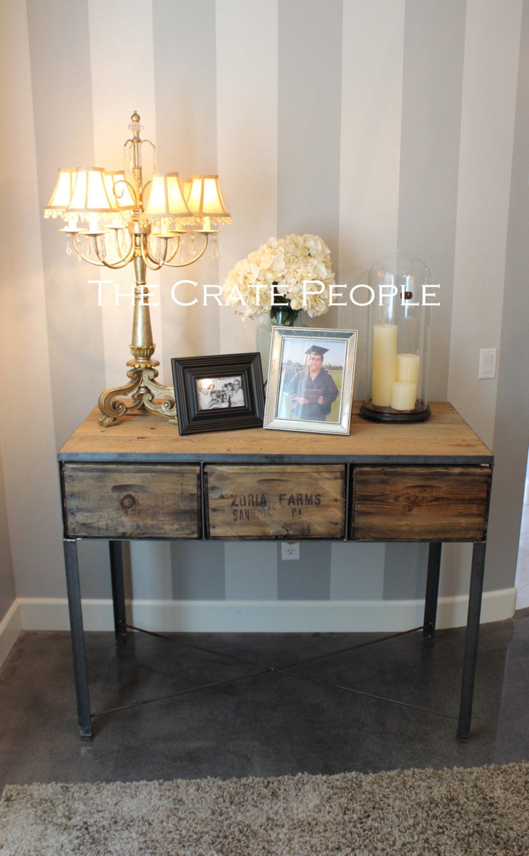 Entry Table Zoria Vintage Crate Console Table | Custom Made Furniture ...
