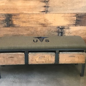 US ARMY Medic Bench Vintage Crate Ottoman Custom Furniture - Etsy