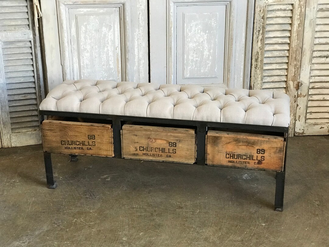 Button Tufted the 14 Crate Bench | Custom Furniture - Etsy