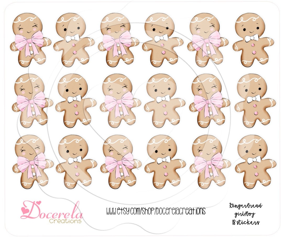 Gingerbread Girl/boy Stickers - Etsy