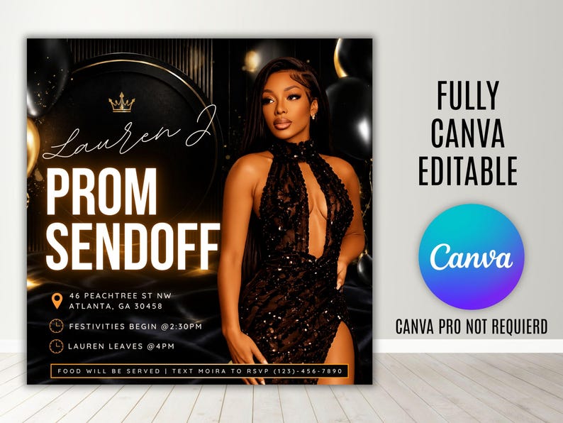 Prom Send off Flyer Canva Editable | Boy Girl Graduation Prom Special ...