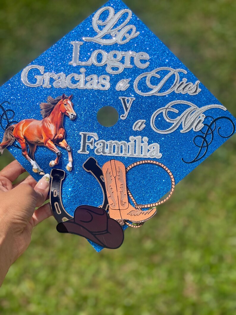 Western Horse Graduation Cap Decor, Glitter Cowboy Boot, Horseshoe ...