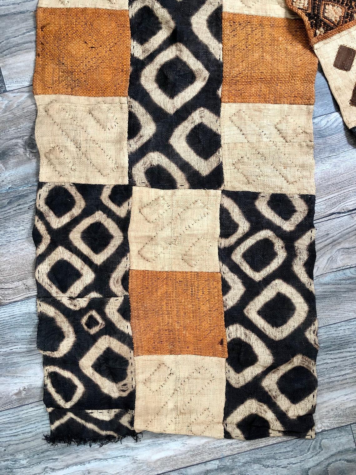 Long African Kuba Cloth Kuba Rug Raffia Textile Beige - Etsy