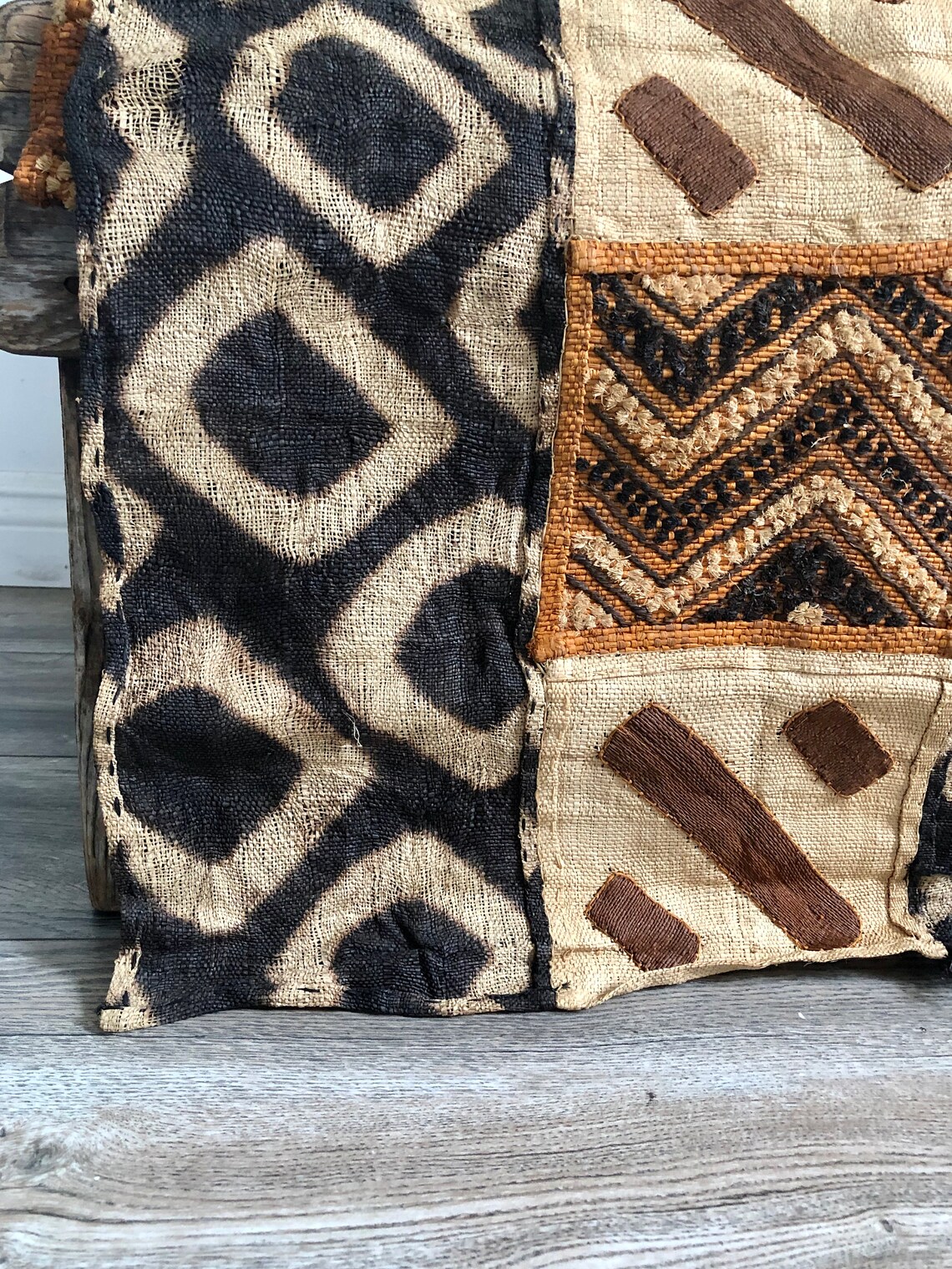 Long African Kuba Cloth Kuba Rug Raffia Textile Beige - Etsy