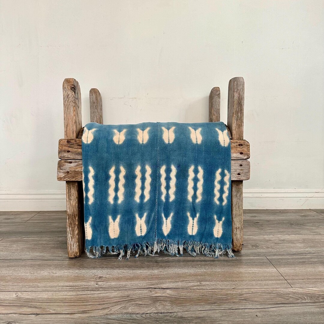 Fringe Indigo Textile African Tie Dye Fabric, Mudcloth, Bohemian Home ...