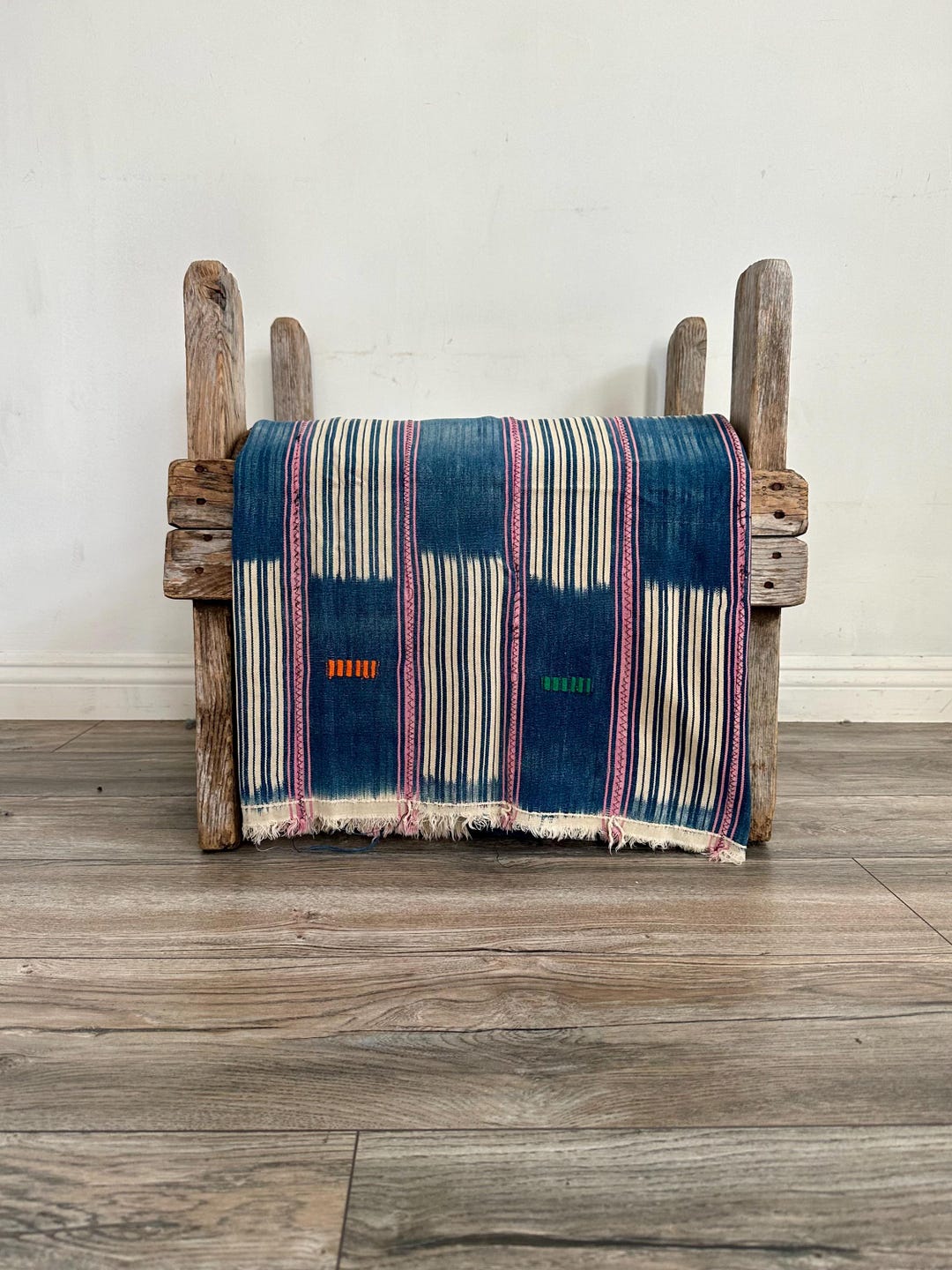 Traditional Vintage Indigo, Ikat African Fabric, Boho Style Textile ...