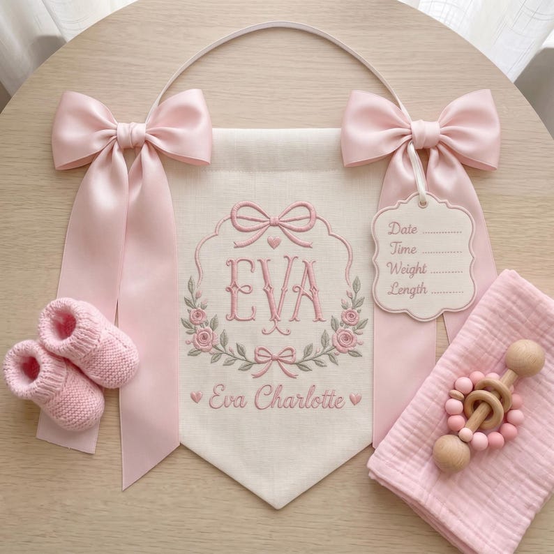 Custom Baby Banner(no Tag) for Hospital Door Sign & Nursery, Monogram ...