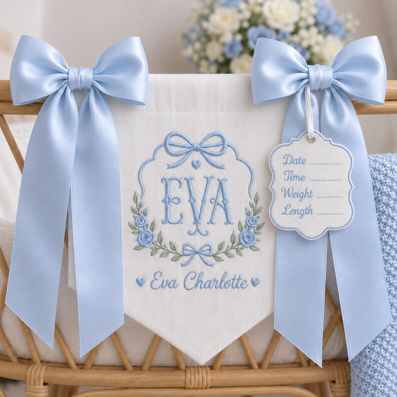 Custom Baby Banner(no Tag) for Hospital Door Sign & Nursery, Monogram ...